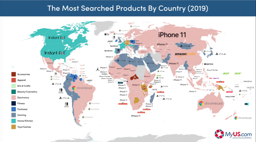 The most searched (Googled) consumer products – by country and year ...