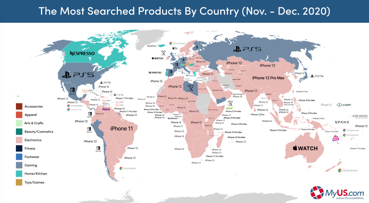 The most searched (Googled) consumer products – by country and year ...