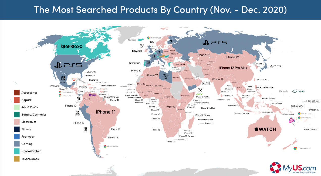 The most searched (Googled) consumer products – by country and year ...